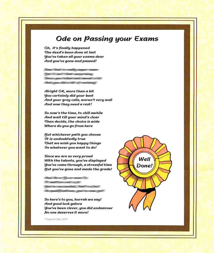 Ode on Passing Your Exams (We are so proud)